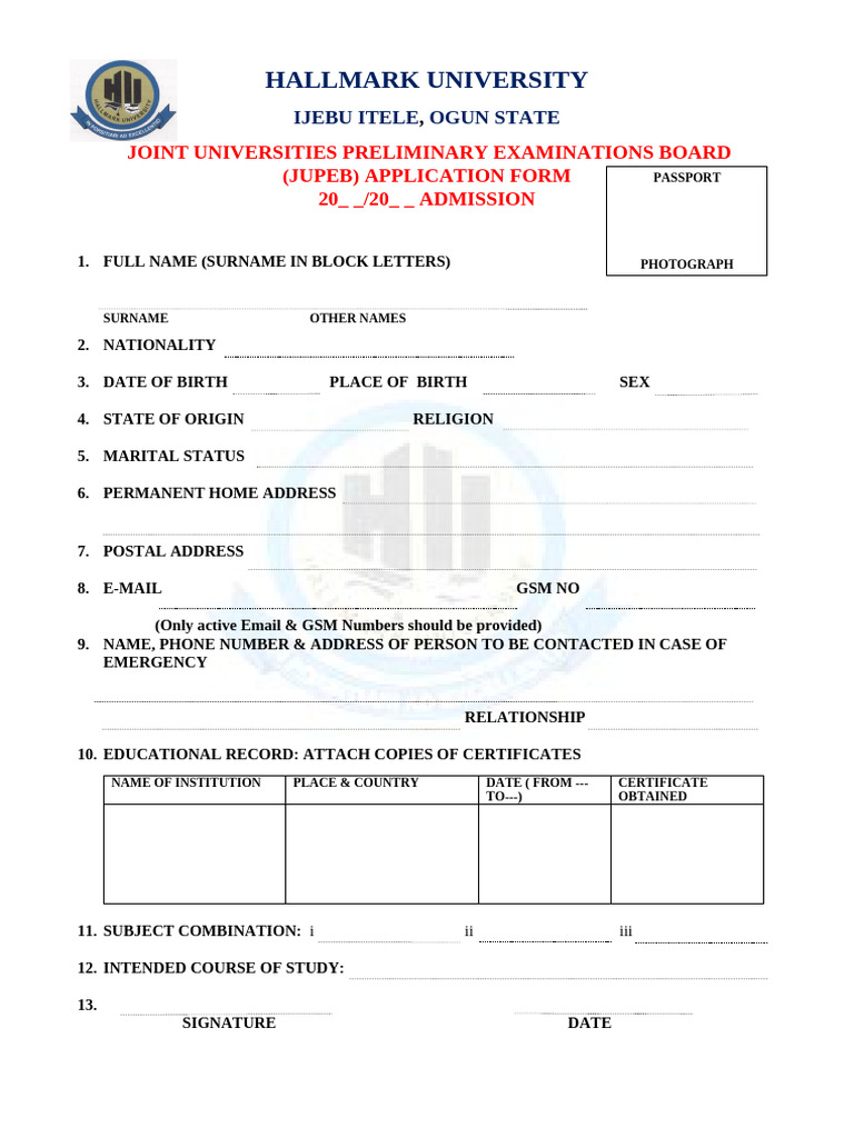 Jupeb Reg Form | PDF