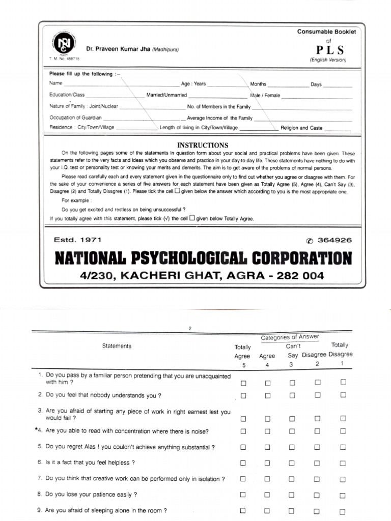 Perceived Loneliness Scale Questionnaire | PDF