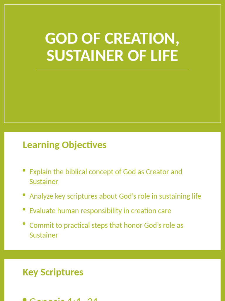 God as Creator and Sustainer Explained | PDF | Genesis Creation ...