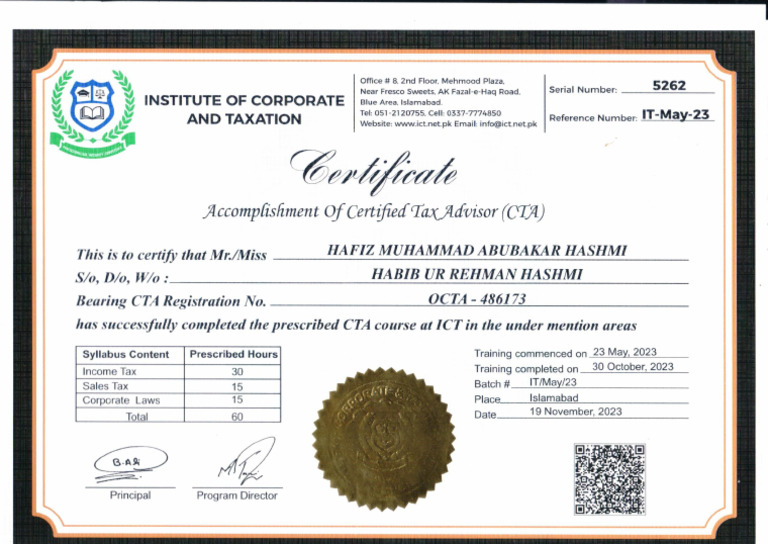 CTA Certificate | PDF