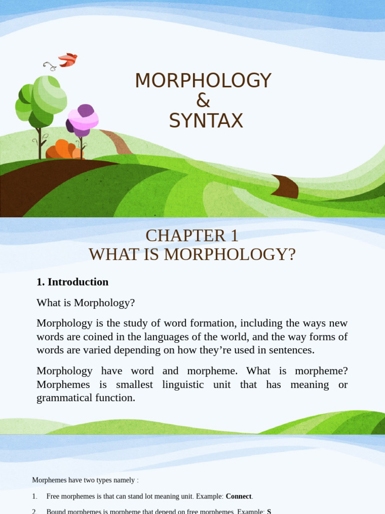 1 PPT Morphology & Syntax | PDF | Word | Morphology (Linguistics)