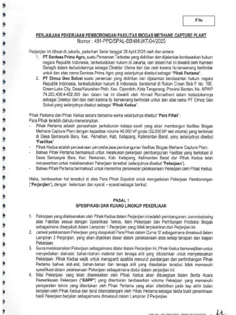 SPK Project Methane Capture Plant Cofiring Boiler - PT SPA (BBNM) - Si... | PDF