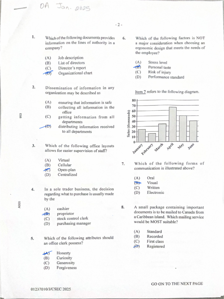 Jan 2025 Oa P1 Ans | PDF