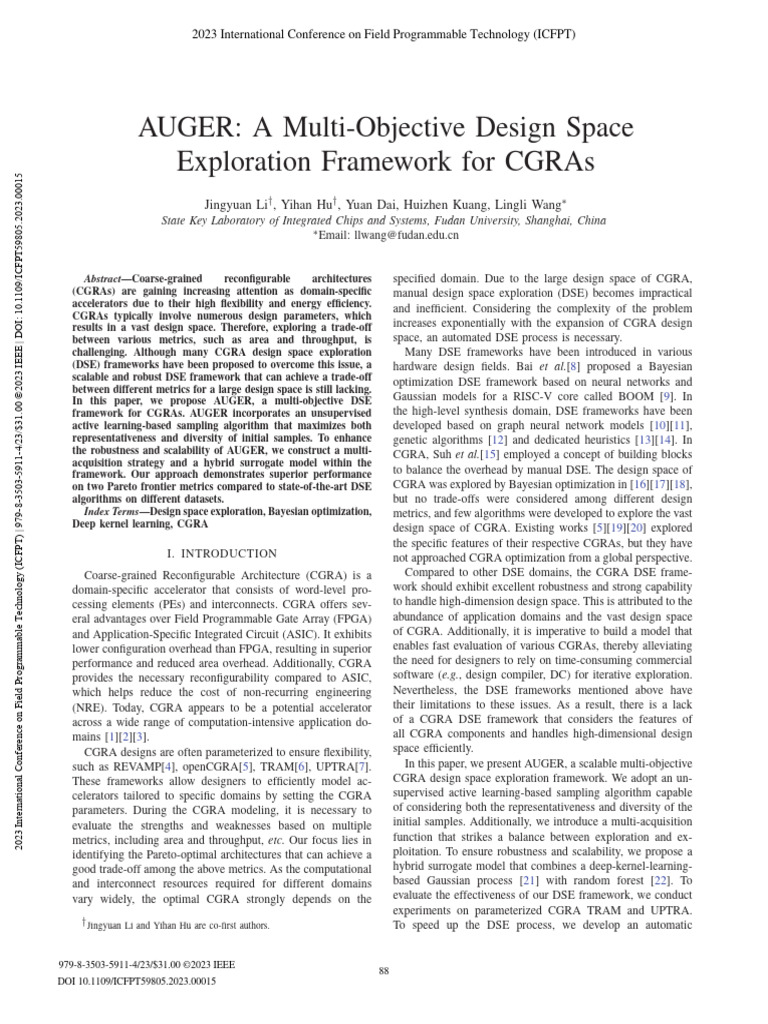 AUGER A Multi-Objective Design Space Exploration Framework For CGRAs | PDF | Applied Mathematics