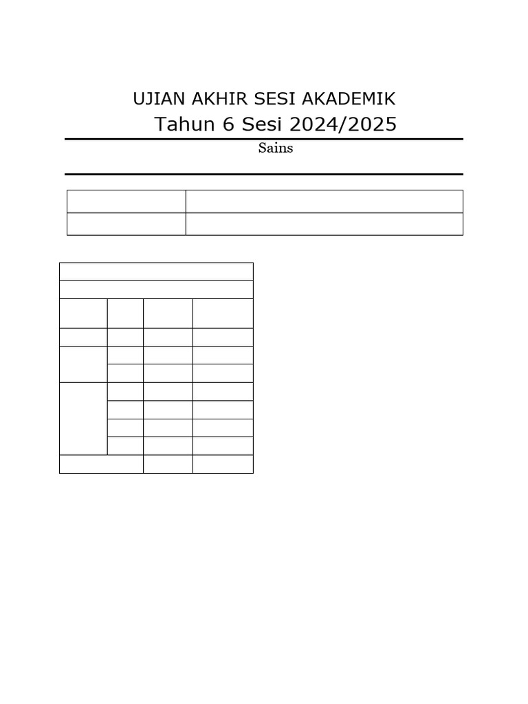 UASA Sains Tahun 6 JSI | PDF