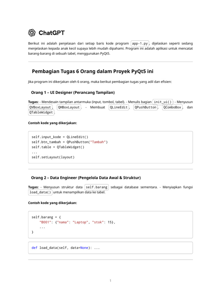 Penjelasan App Pyqt | PDF