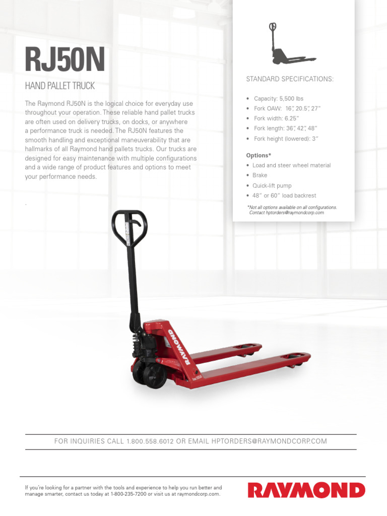 Raymond RJ50N Hand Pallet Truck Overview | PDF | Pallet | Truck
