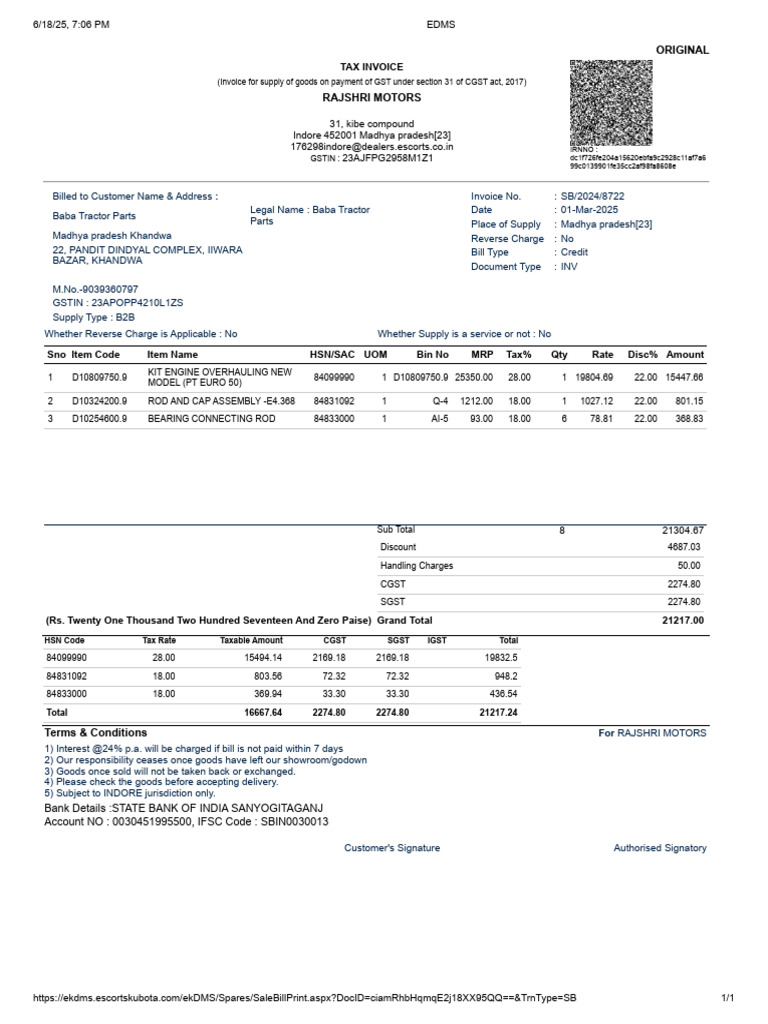 Baba Tractor Parts 6 | PDF | Invoice | Payments