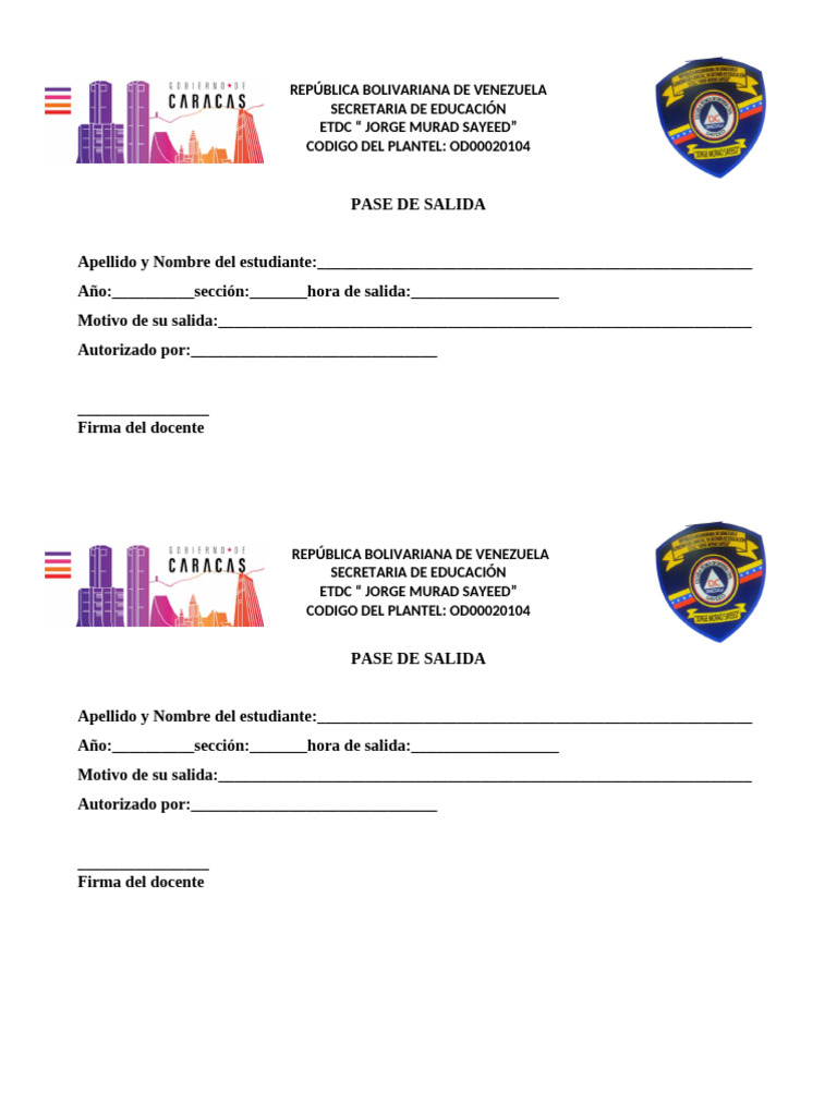 Pase de Salida | PDF
