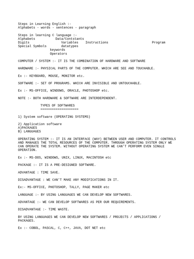 C Material | PDF | Control Flow | Data Type