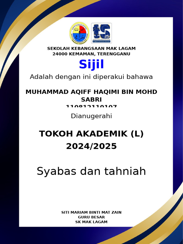 Sijil Penghargaan Tokoh | PDF