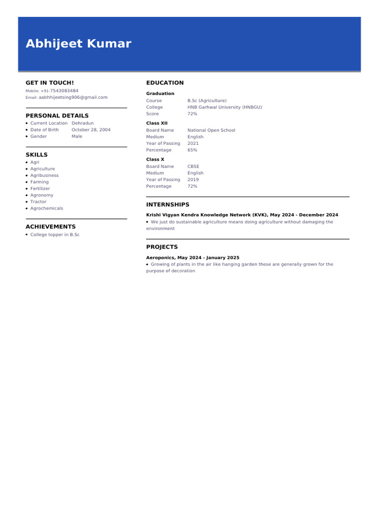 Abhijeet Kumar Resume | PDF