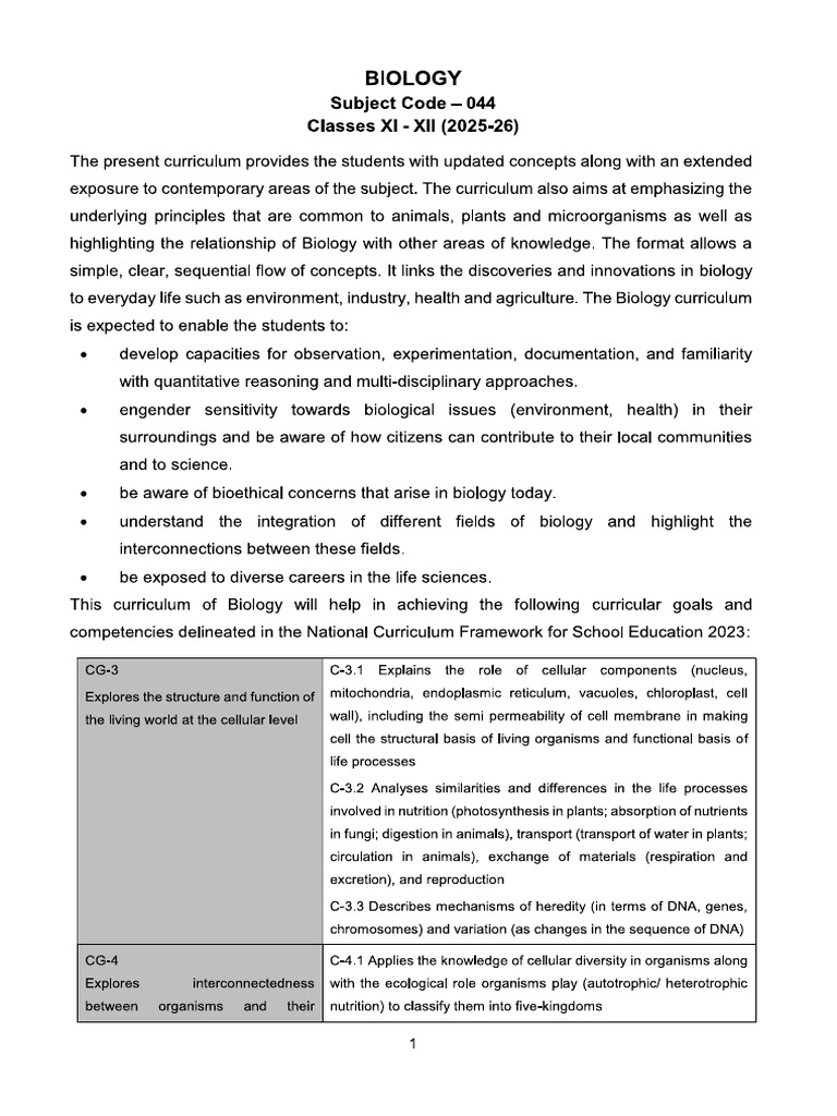 Biology Syllabus | PDF