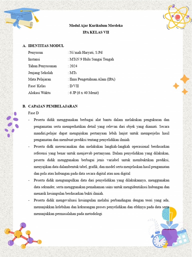 Modul Ajar Ipa Bab 5 Kls Vii | PDF
