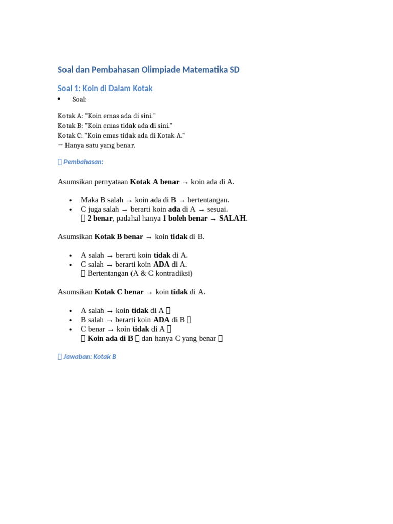 Soal Dan Pembahasan Logika | PDF