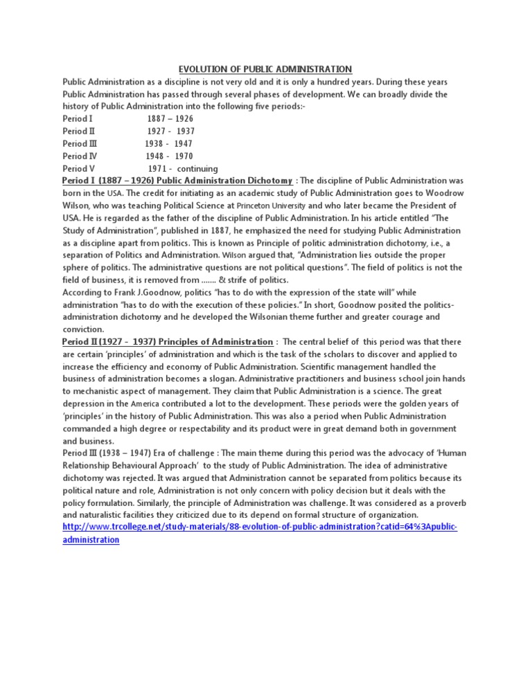 Evolution of Public Administration | Download Free PDF | Public ...