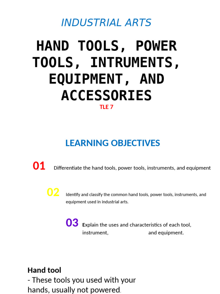 Tools for TLE Grade 7 Industrial Arts | PDF | Metalworking | Soldering