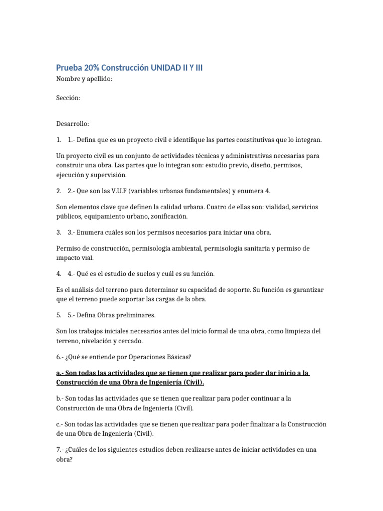 Prueba Unidad II III Resuelta Completa | PDF