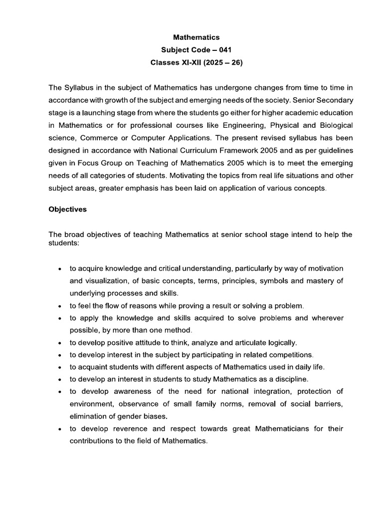Maths Syllabus | PDF