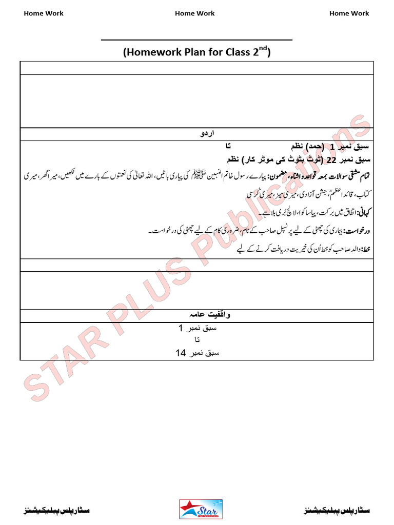 Home Work Plan Star Plus Publications | PDF