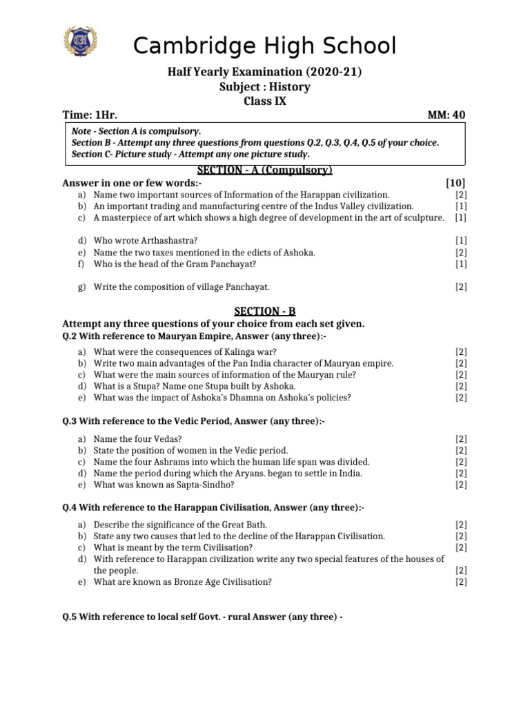 Class 9 History Half Yearly 2020 | PDF | Ashoka | Indian Religions