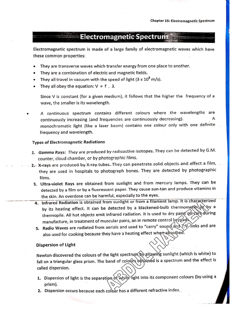 Electromagnetic Spectrum NOTES | PDF