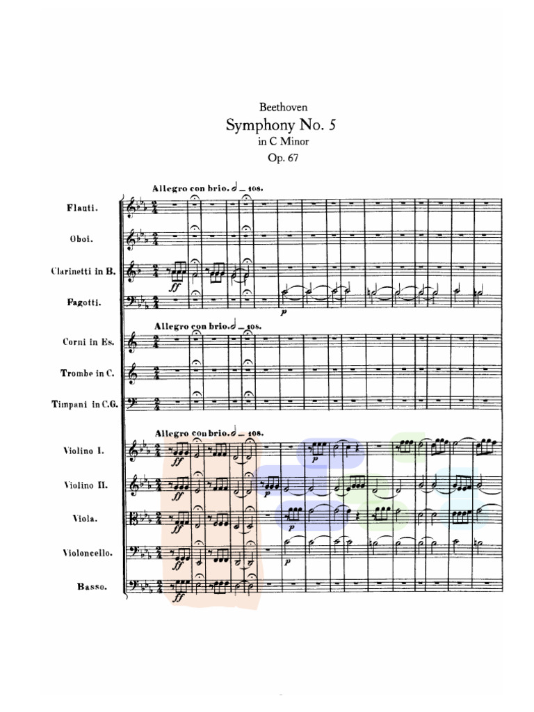 Beethoven - Symphony No 5 in C Minor, Op 67 - I - Allegro Con Brio (1) | PDF