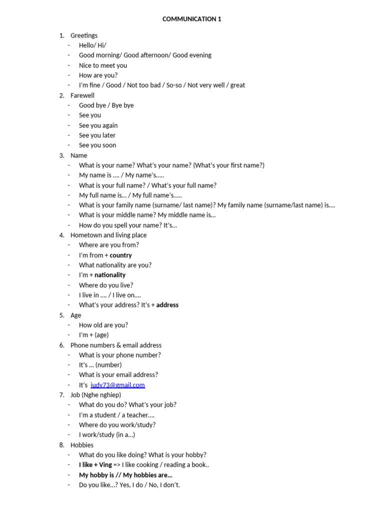 Basic Communication 1 | PDF