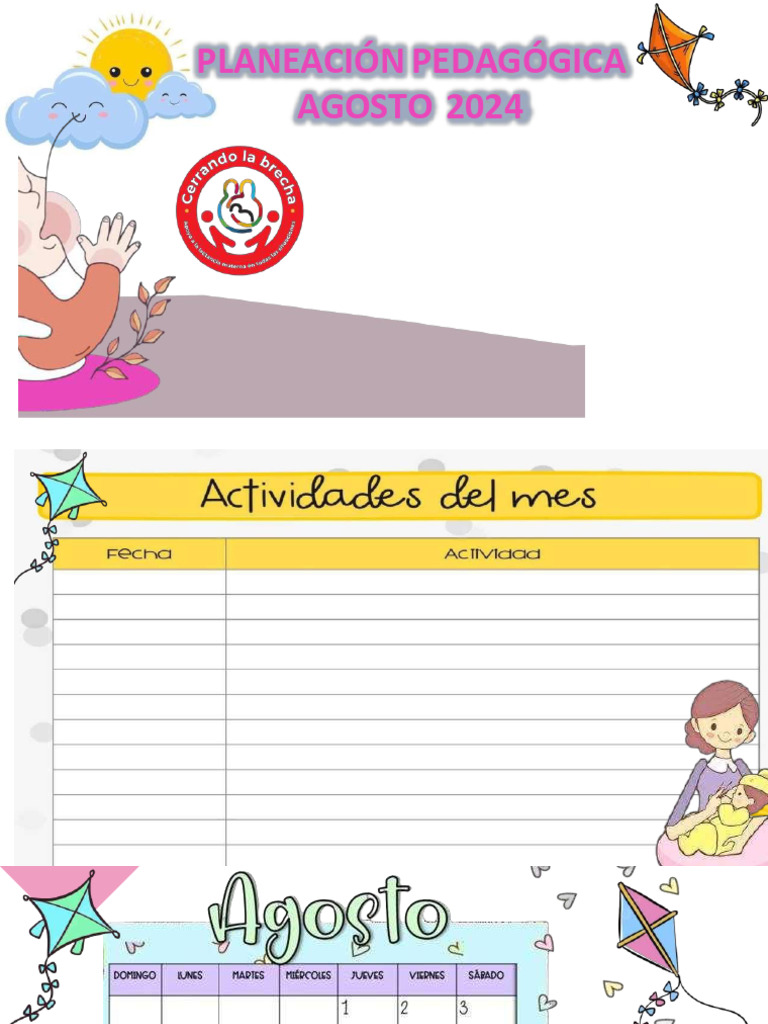 Planeacion Pedagogica Mes de Agosto 2024 | PDF | Arco iris | Amamantamiento