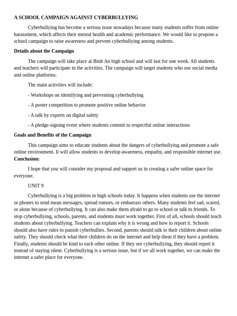A School Campaign Against Cyberbullying | PDF