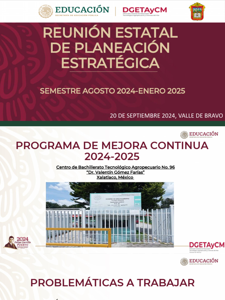 Presentación PROGRAMA DE MEJORA CONTINUA Cbta 96 2024 - 2025 | PDF ...