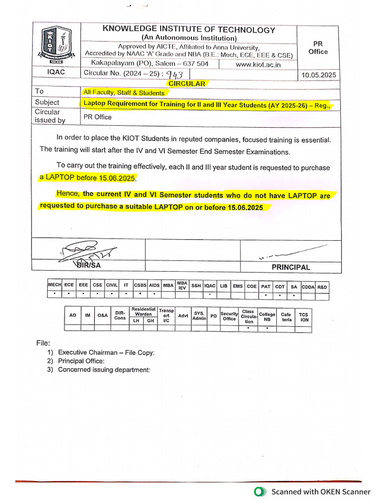 LAPTOP Requirement For Training For II and III Year Students (AY 2025 ...