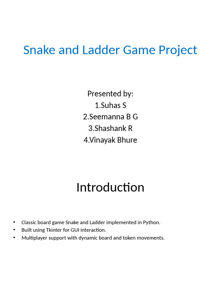 Snake and Ladder Project | PDF