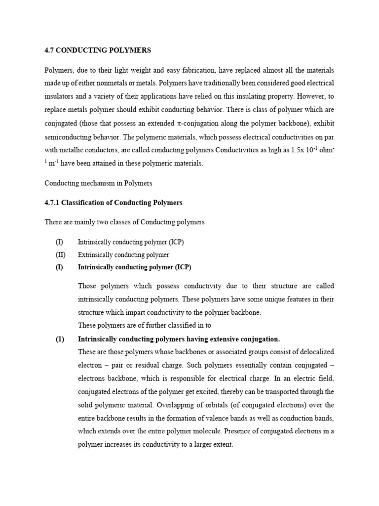 Overview of Conducting Polymers | PDF | Biodegradation | Polymers