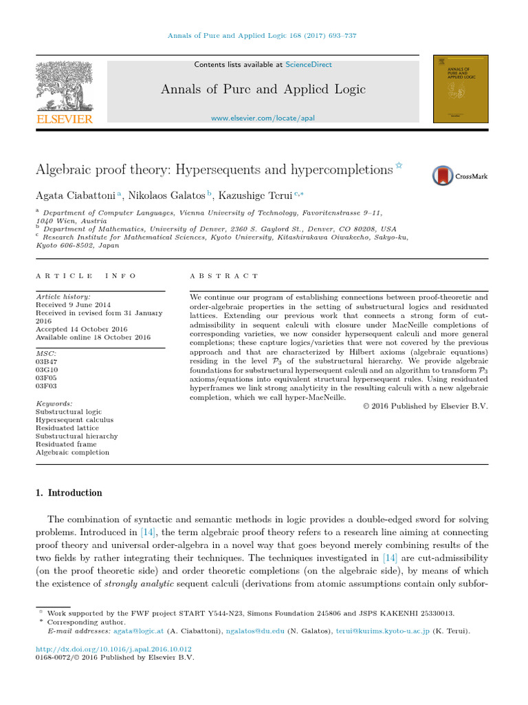 Hyper Sequent | PDF | Mathematical Logic | Axiom