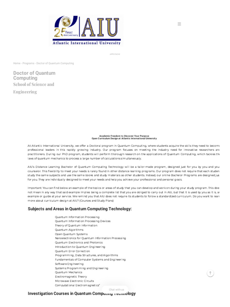 Doctor of Quantum Computing - Atlantic International University | PDF | Computing | Quantum ...
