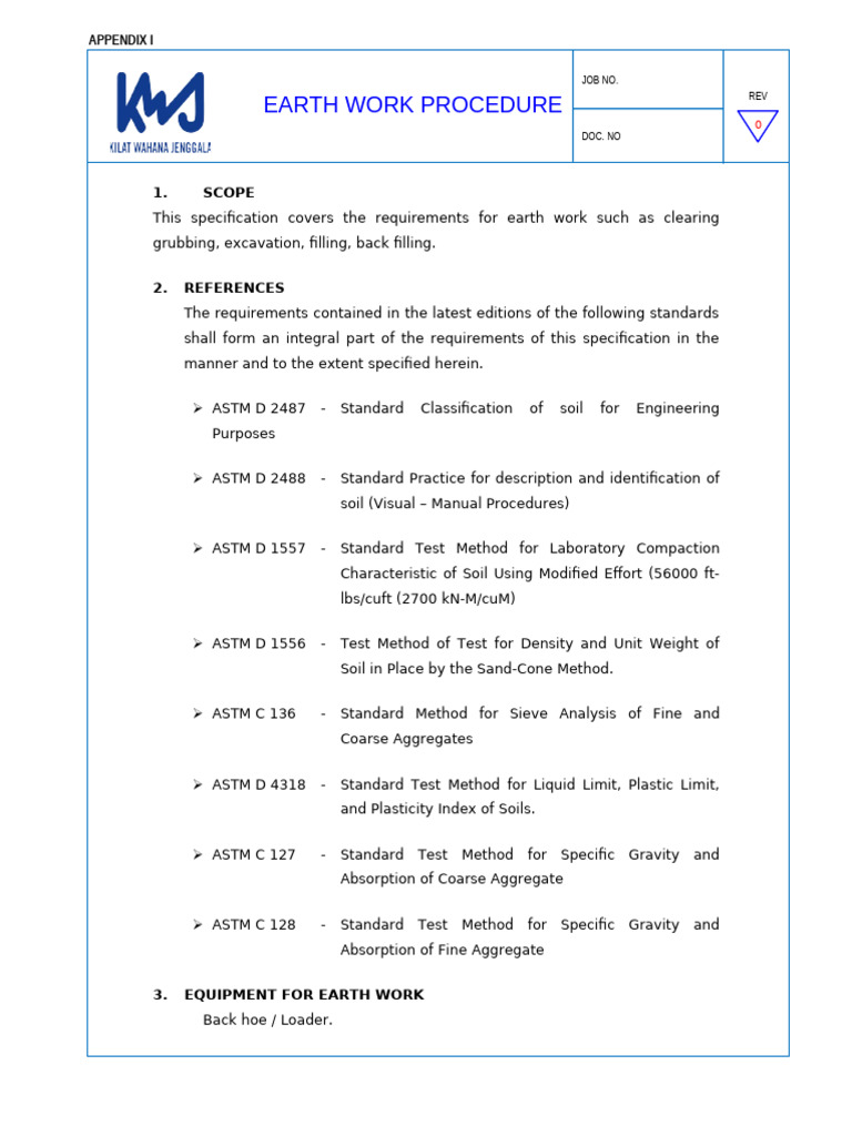 Earthwork Procedure and Standards Guide | PDF | Soil | Civil Engineering