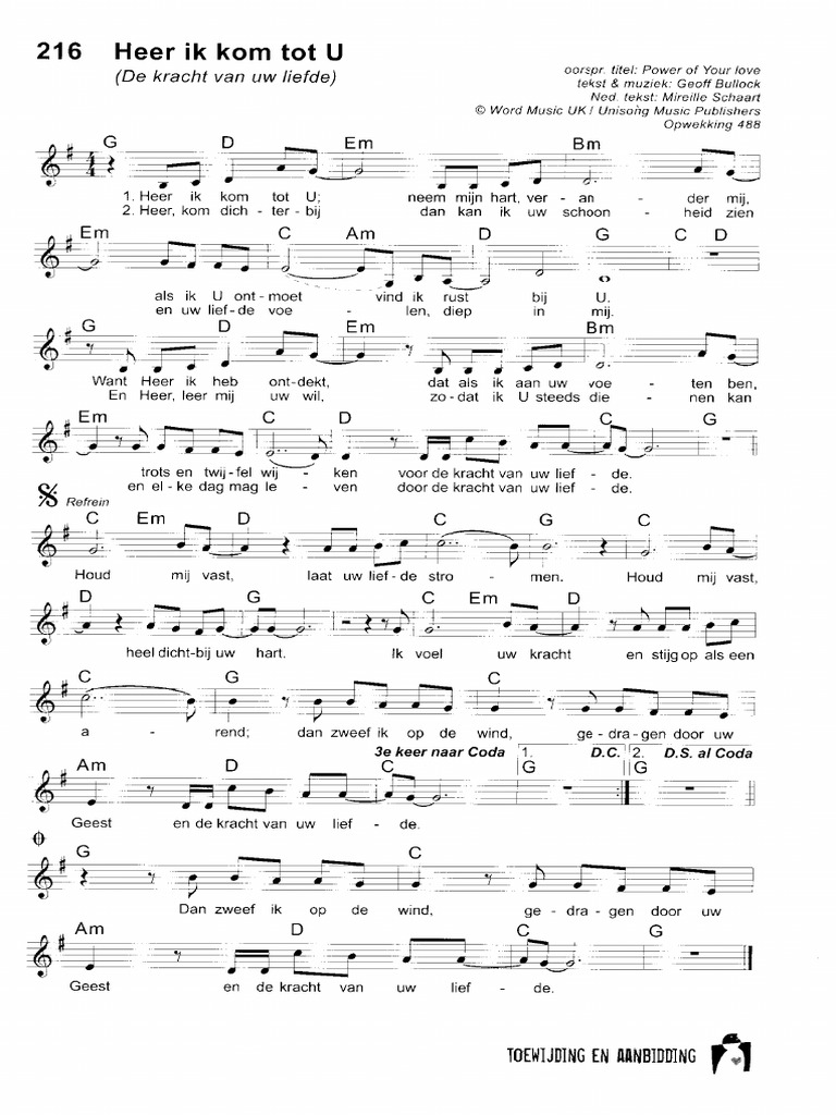 TH 216 Heer Ik Kom Tot U (De Kracht Van Uw Liefde) | PDF