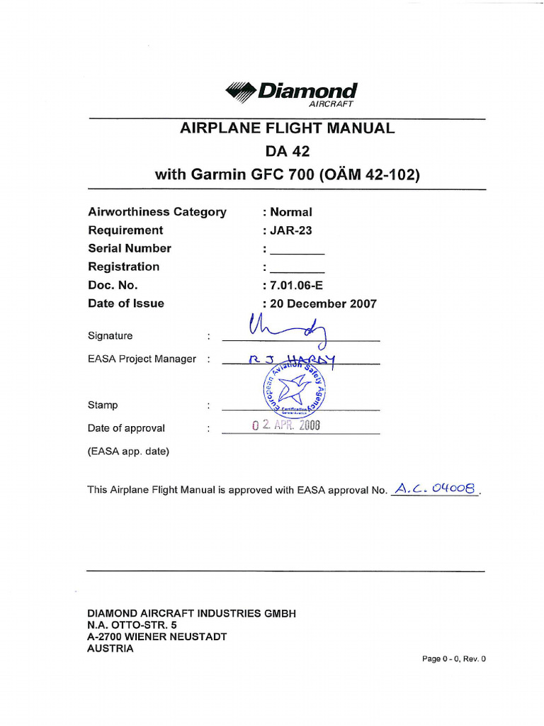 Da42tdi Afm With Gfc700 | PDF | Airspeed | Aerospace
