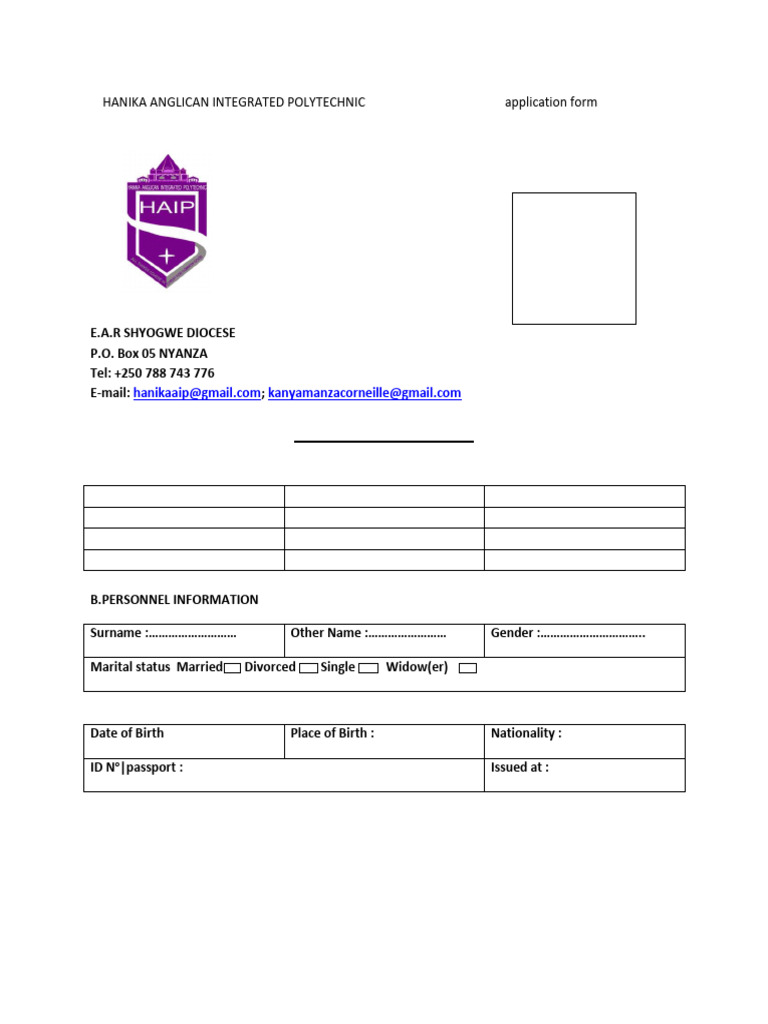 Hanika Polytechnic Scholarship Application | PDF