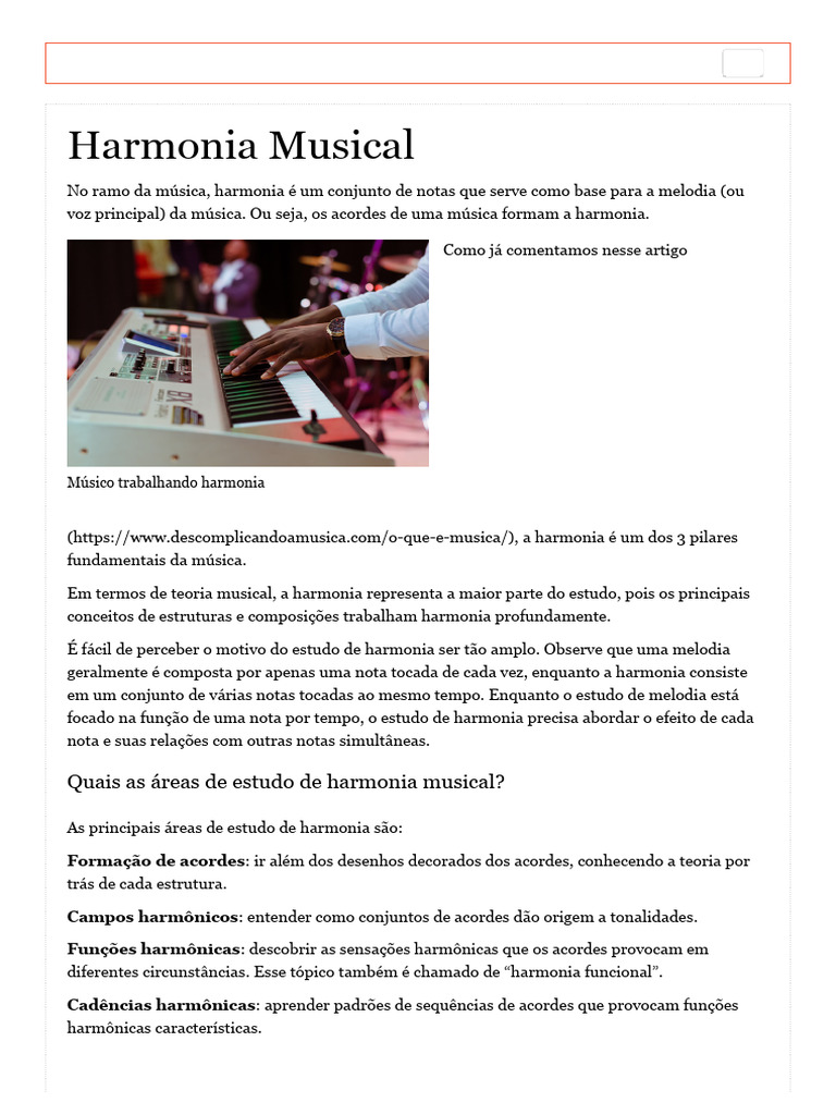 Estudo da Harmonia Musical Essencial | PDF | Harmonia | Acorde (música)