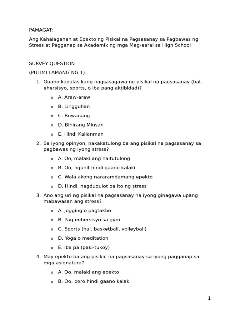 Pananaliksik Survey Question 2 | PDF