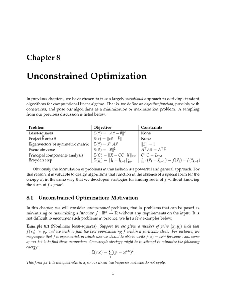 Chapter8-Unconstrained Optimization | PDF | Mathematical Optimization | Algebra