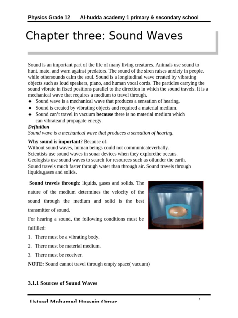 Chapter Three Sound Waves | PDF | Sound | Waves