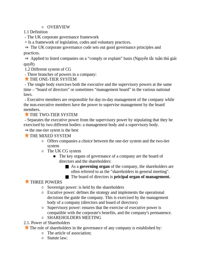 UK Corporate Governance Framework Guide | PDF | Board Of Directors ...