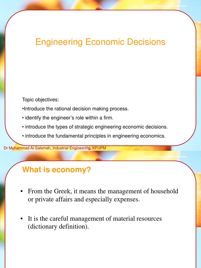 ISE 307 Engineering Economics - Making Rational Decisions | PDF ...