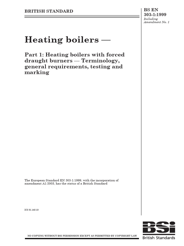 BS EN 303-1:1999 Heating Boilers Standard | PDF | Welding | Construction