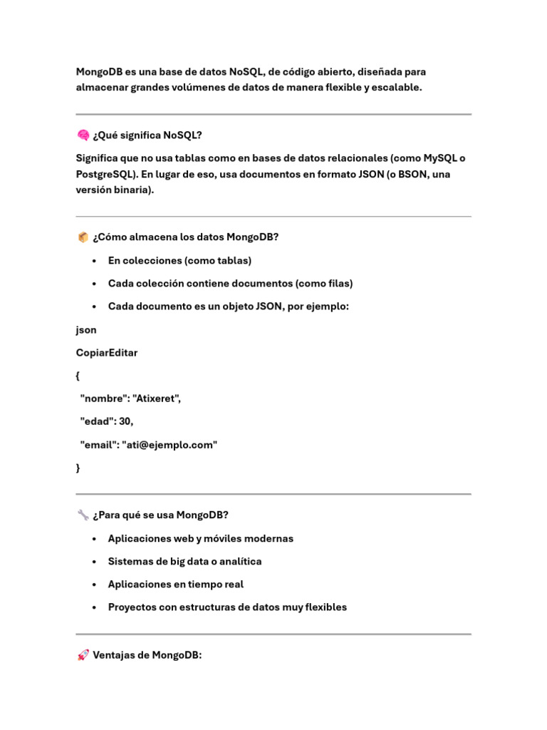MongoDB Es Una Base de Datos NoSQL | PDF