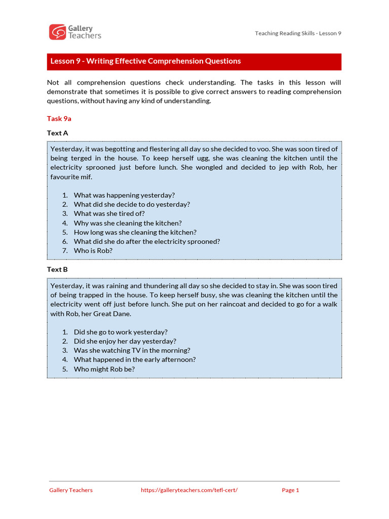 Writing Comprehension Questions Effectively | PDF | Reading ...