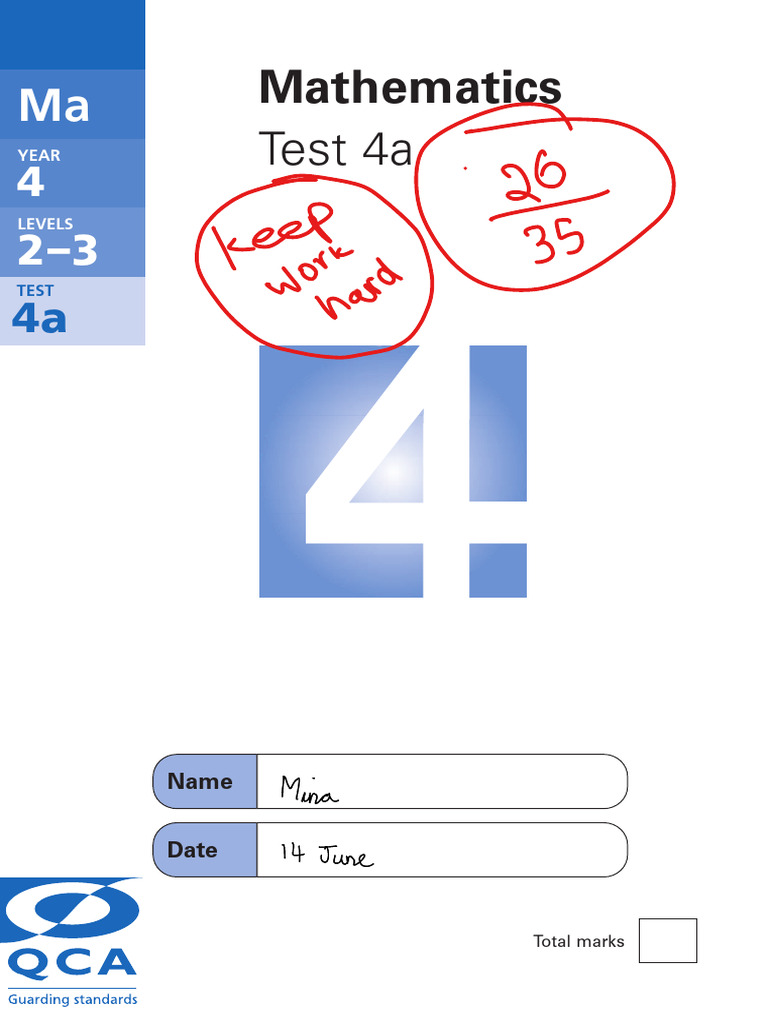 Year 4 Mathematics Test 4a | PDF